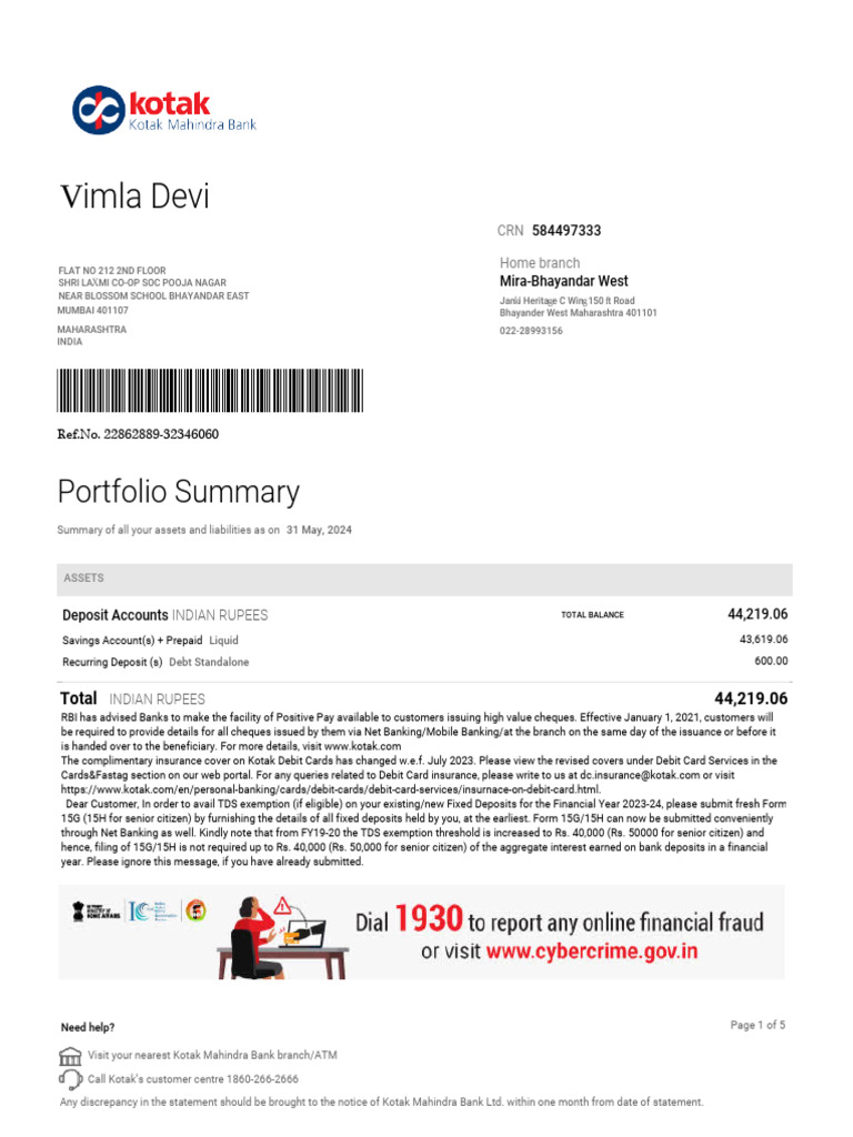 Vimla Devi Statement 2024 | PDF | Banks | Payments