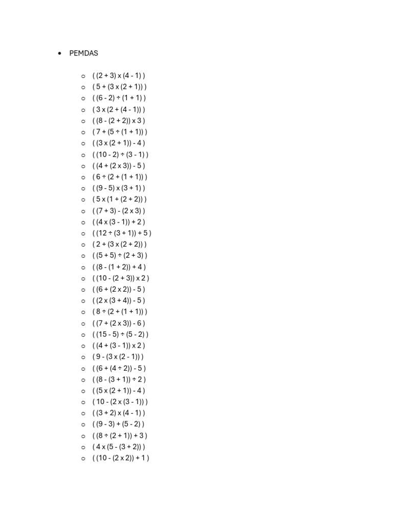 PEMDAS Practice | PDF