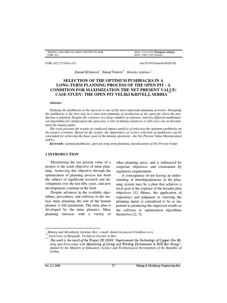 Open Pit Optimization for NPV | PDF | Net Present Value | Mining