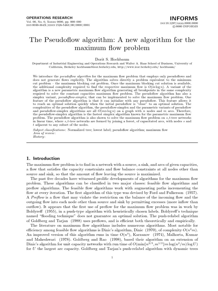 Pseudoﬂow Algorithm for Maximum Flow | PDF | Time Complexity | Vertex (Graph Theory)