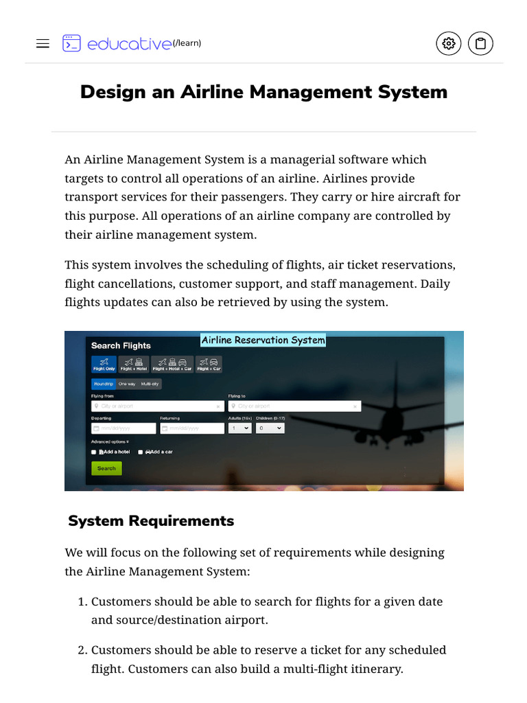 Design An Airline Management System | PDF | Class (Computer Programming ...