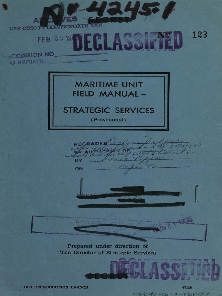 Maritime Unit Field Manual Overview | PDF | Office Of Strategic ...