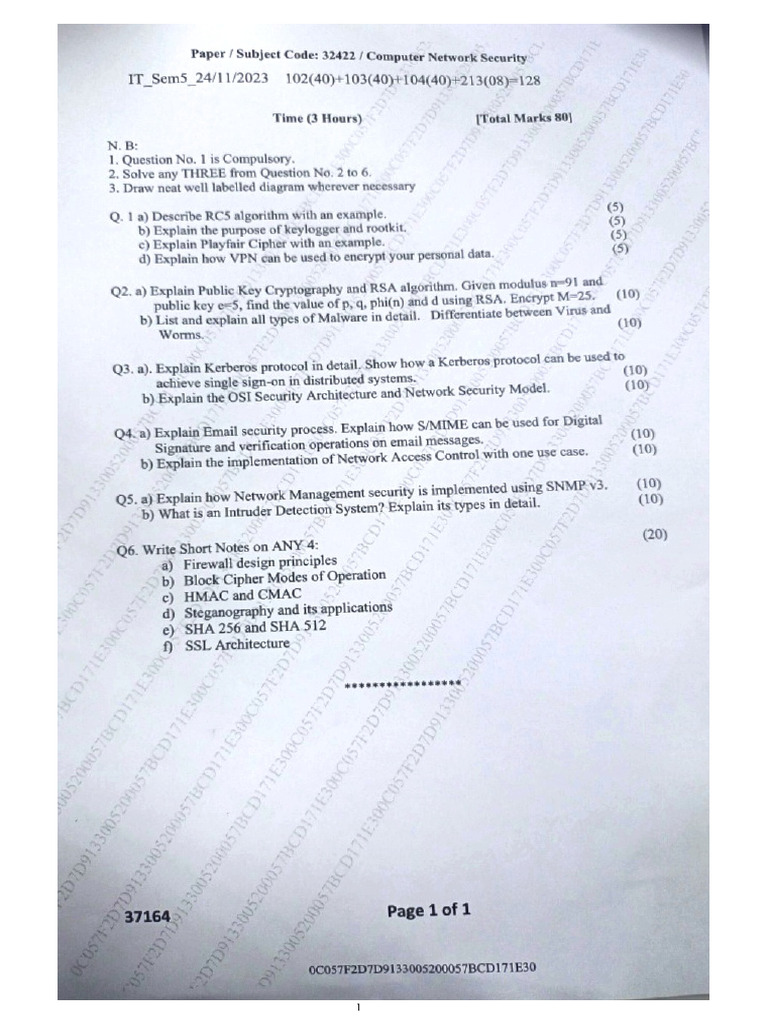 CNS Question Paper | PDF
