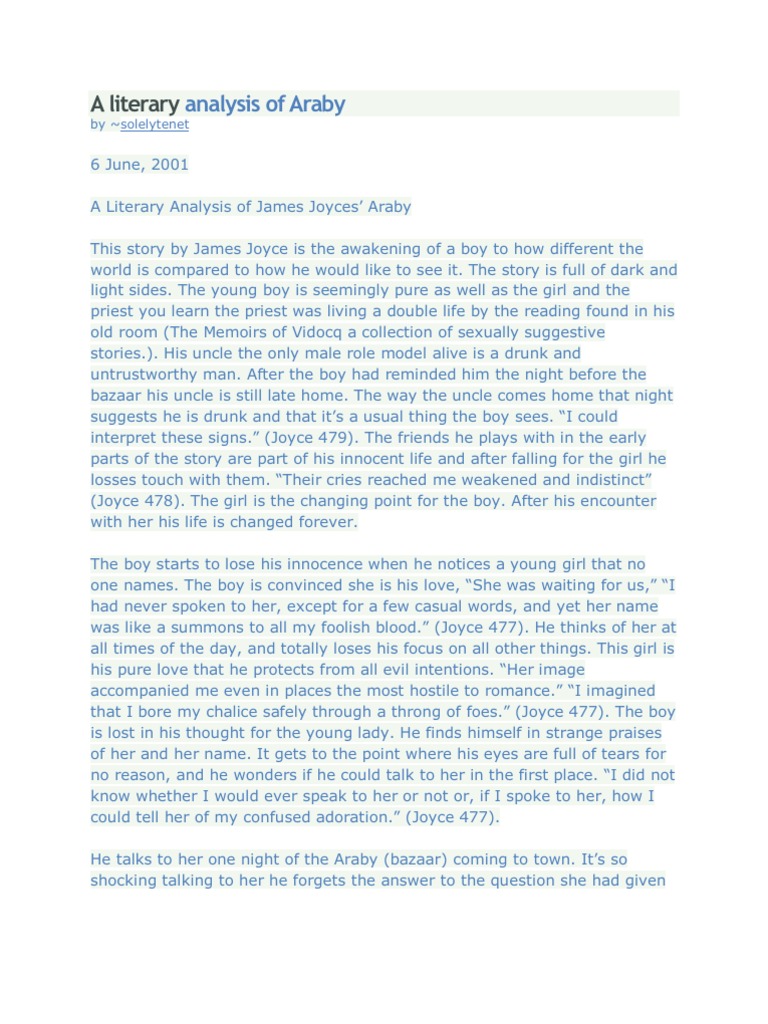 Araby | PDF | James Joyce | Religion And Belief