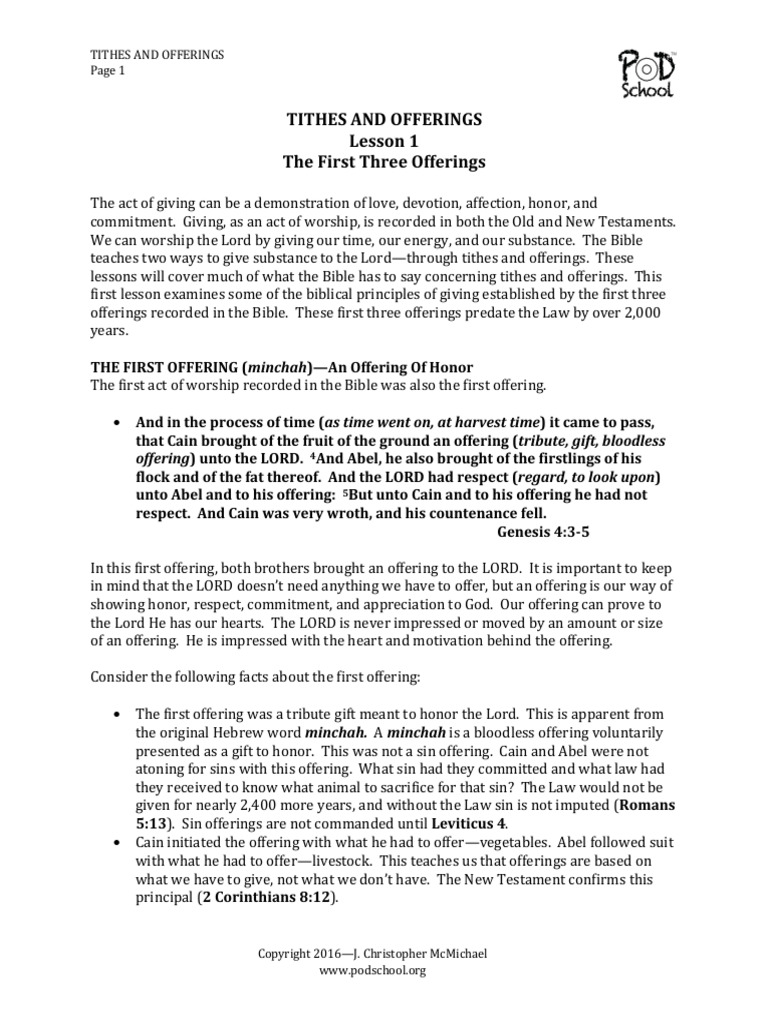 TITHES AND OFFERINGS Course 2020nov24-1 | PDF | Abraham | Tithe
