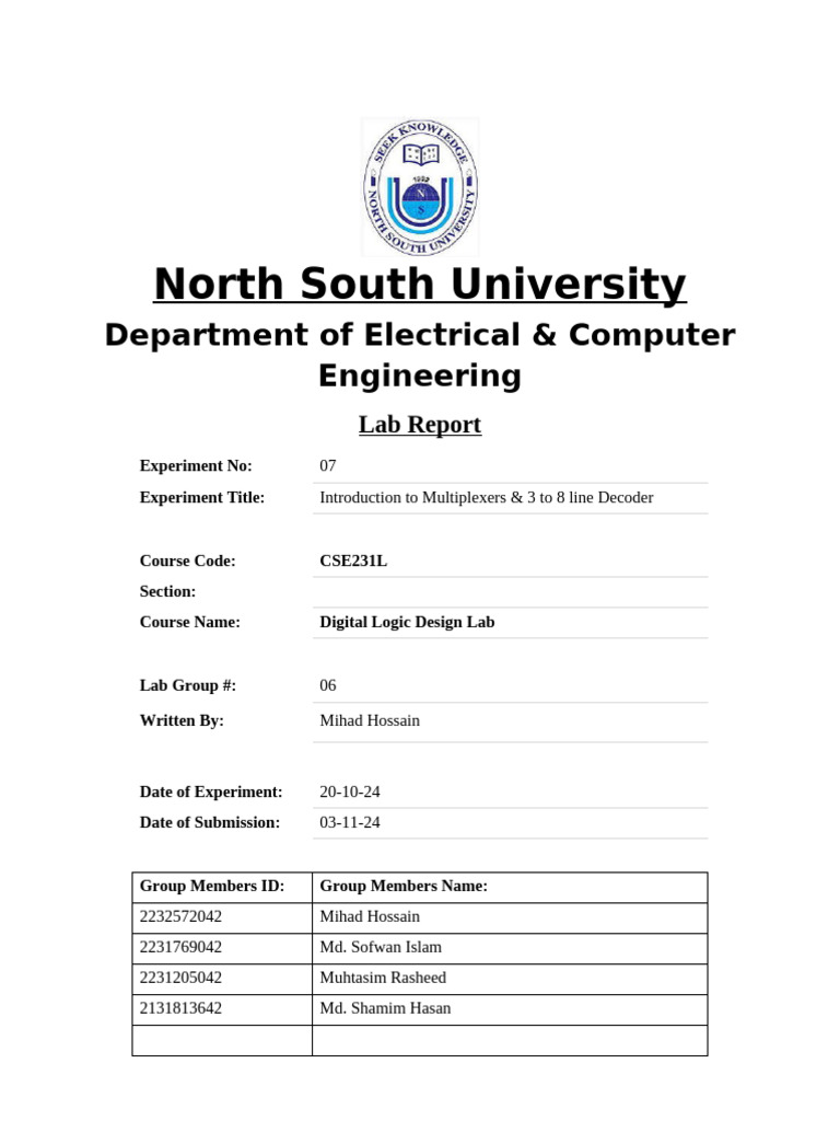 NSU Lab Cover Page | PDF | Science & Mathematics | Computers