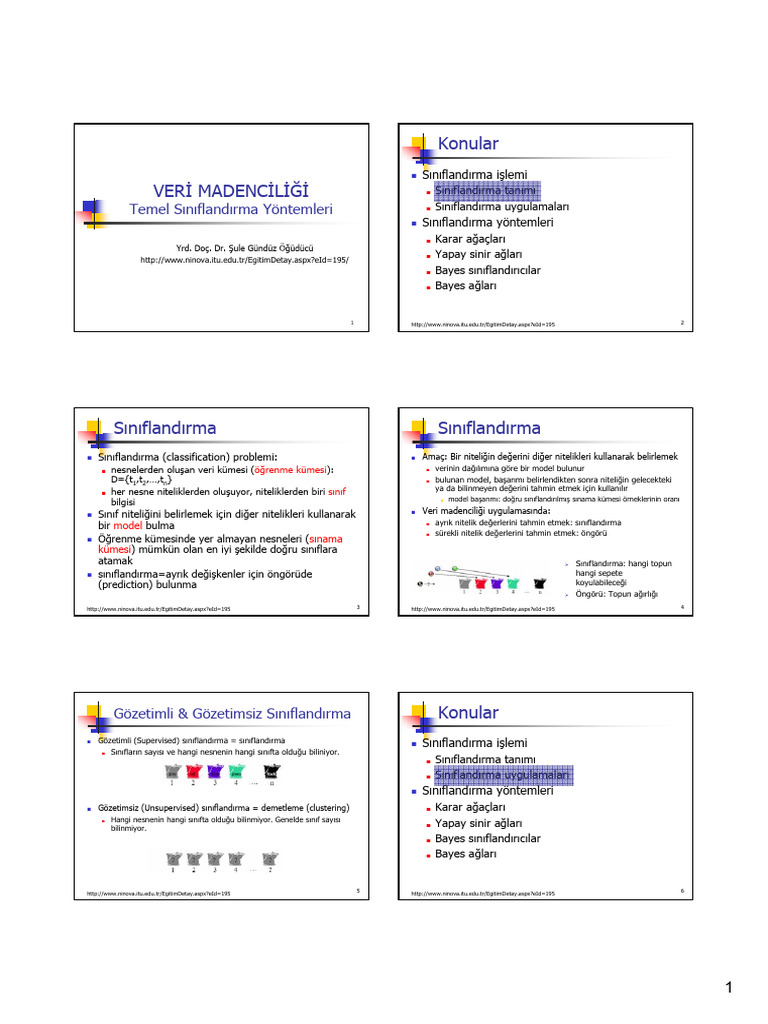 3 - Sınıflandırma (Karar Ağacı, YSA, Bayes | PDF