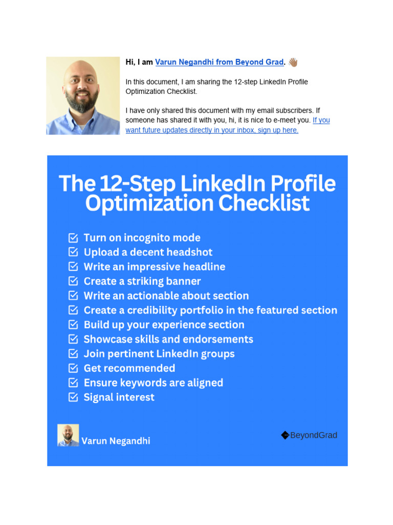 12-Step LI Profile Opt Checklist - Public | PDF | Linked In | Websites