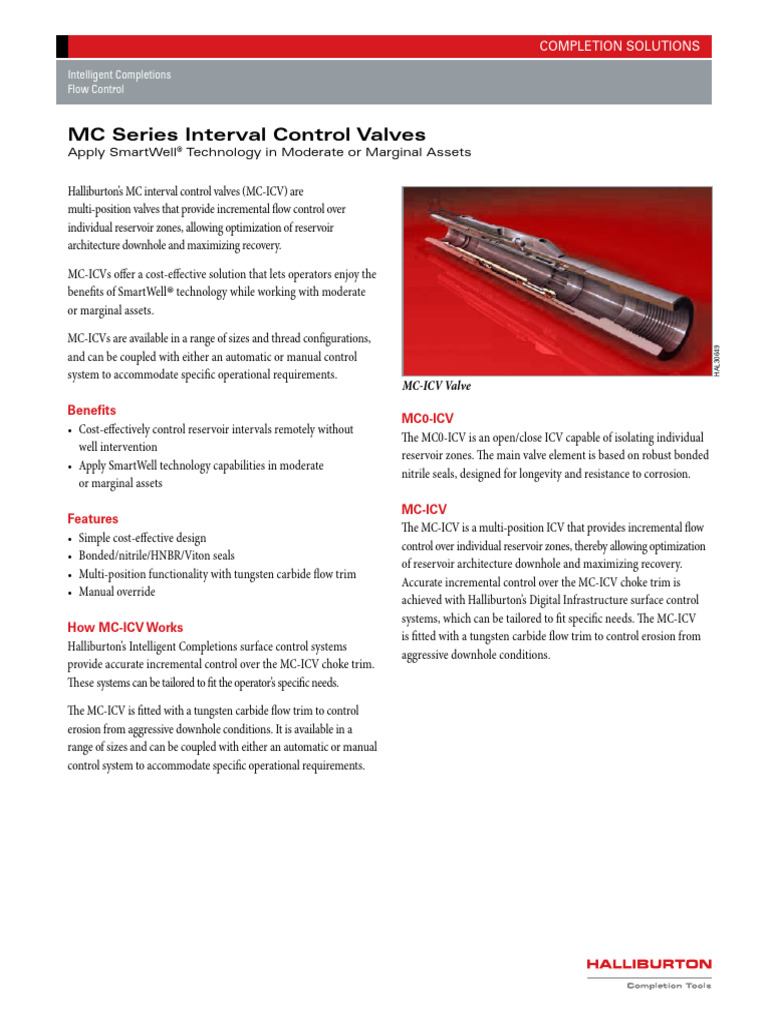 MC Series Interval Control Valves - Halliburton | PDF | Valve ...