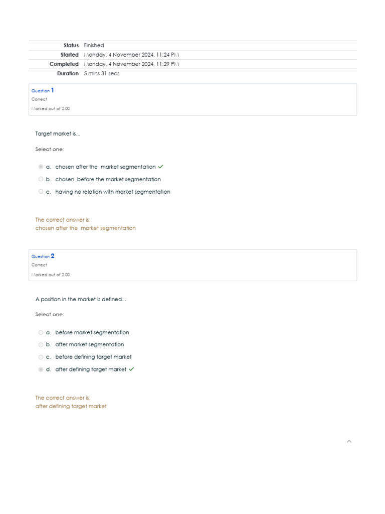 Marketing Issues - Attempt Review - BK-LMS | PDF