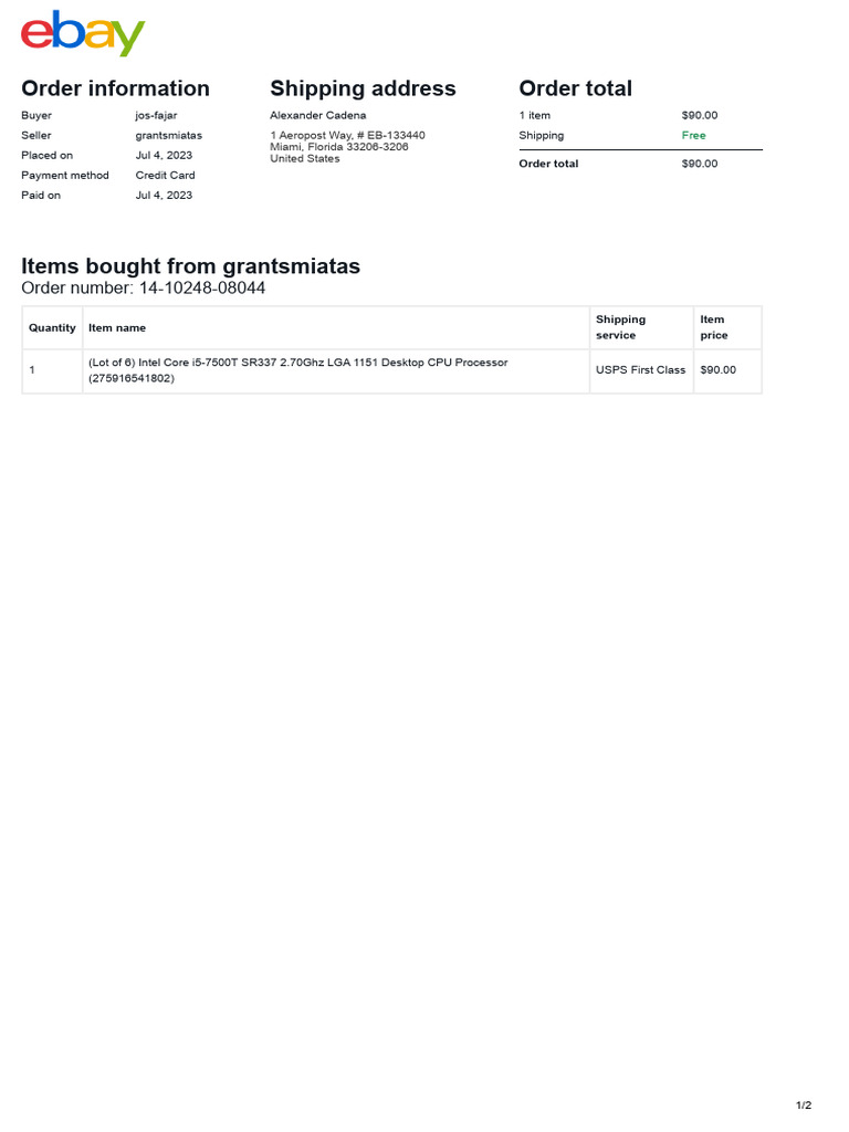 Factura Ebay | PDF