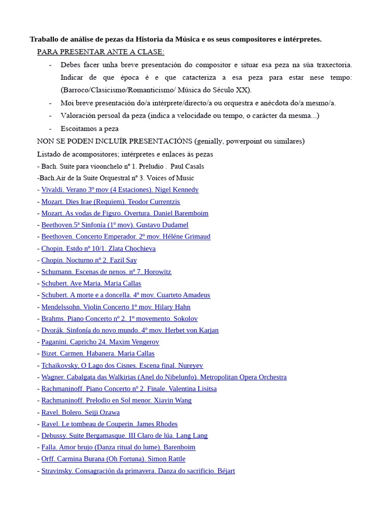 Traballo Música Clásica Presentación Oral | PDF