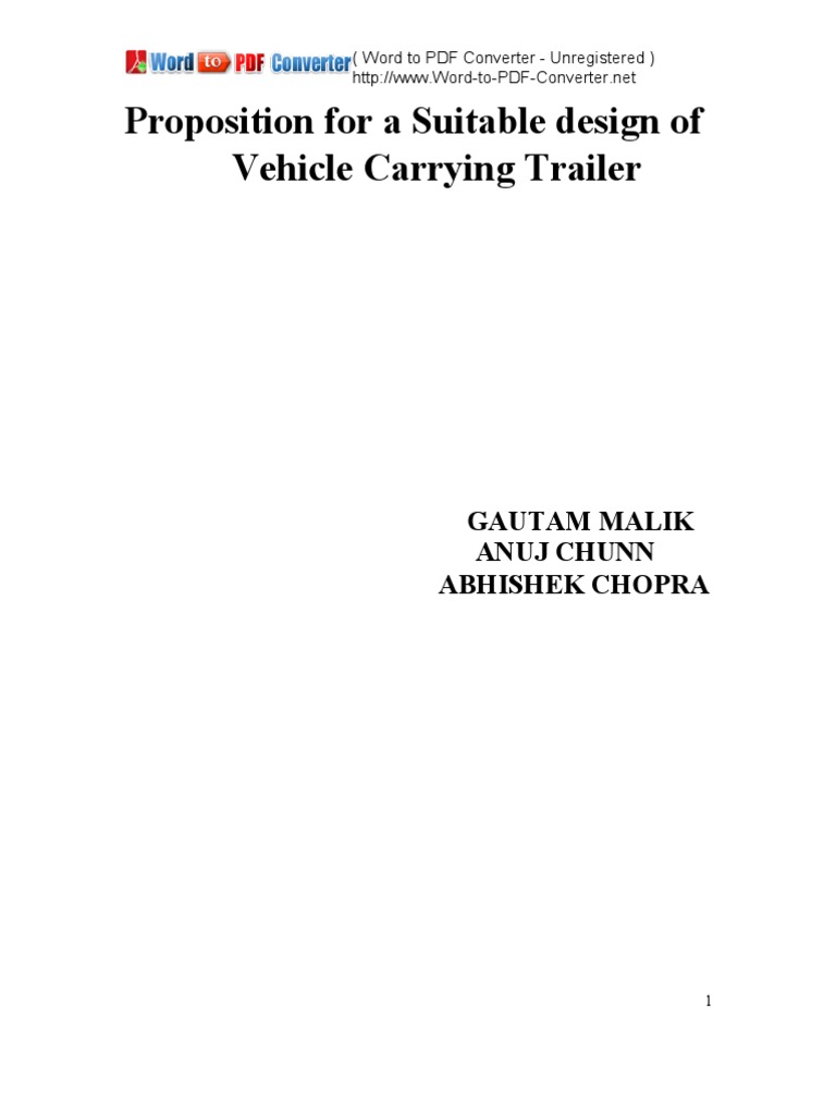 Vehicle Carrying Trailer Design Proposal | PDF | Trailer (Vehicle ...
