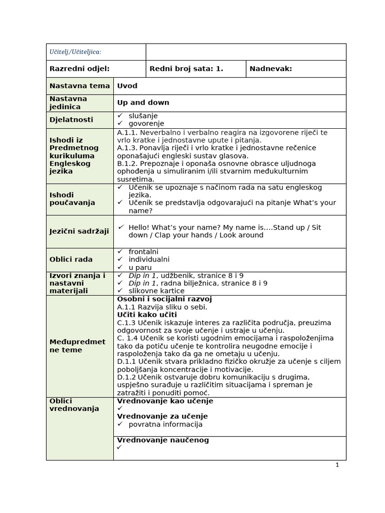01 Introductory+Unit L1 Up+and+down | PDF