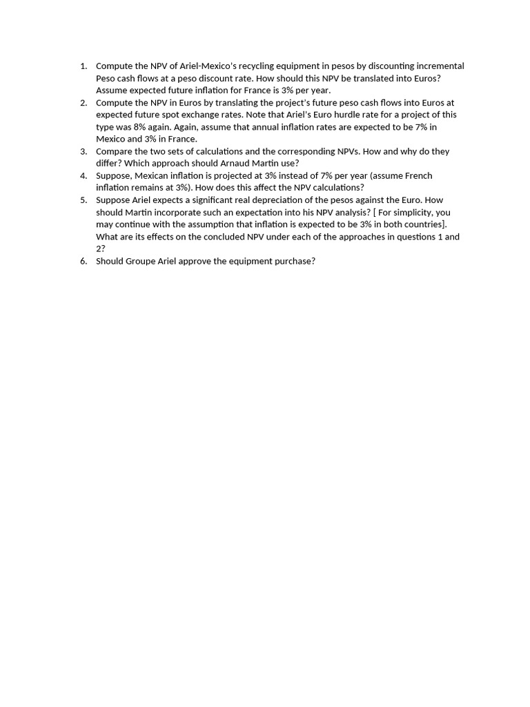 AQ Groupe Ariel S.A. Parity Conditions and Cross-Border Valuation | PDF ...