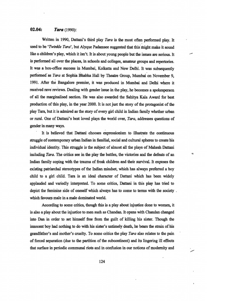 Tara by Mahesh - Dattani | PDF | Prejudices | Guilt (Emotion) Tara by Mahesh - Dattani | PDF | Prejudices | Guilt (Emotion)