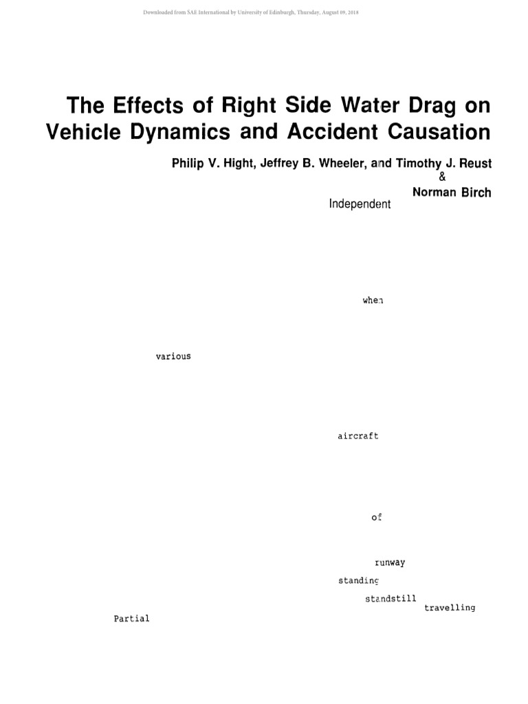 The Effects of Right Side Water Drag On Vehicle Dynamics and Accident ...
