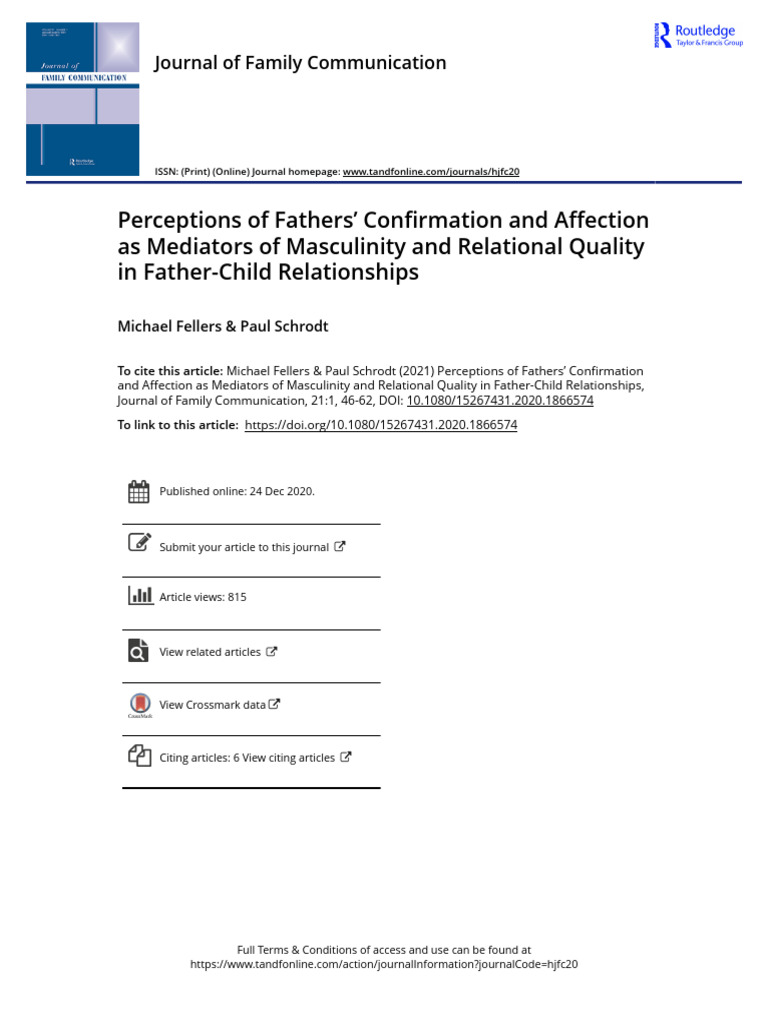 Perceptions of Fathers Confirmation and Affection As Mediators of ...