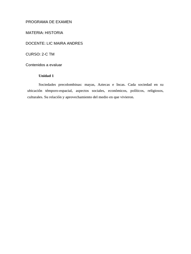 Programa de Examen 2 A-C | PDF