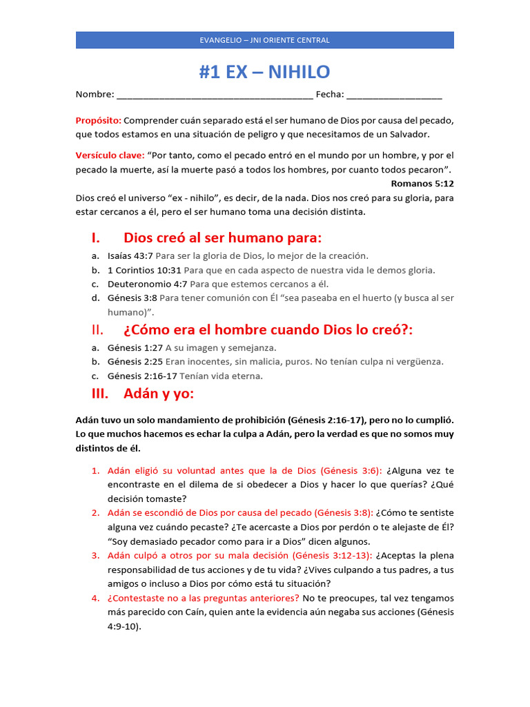 1 EX-Nihilo - para El Maestro | PDF | Pecado | Libro del Génesis