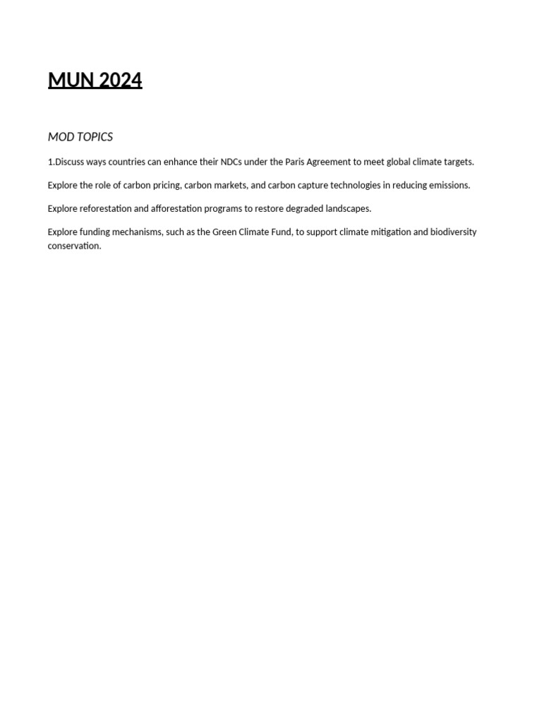 Mun 2024 | PDF | Climate Change Mitigation | Climate Change