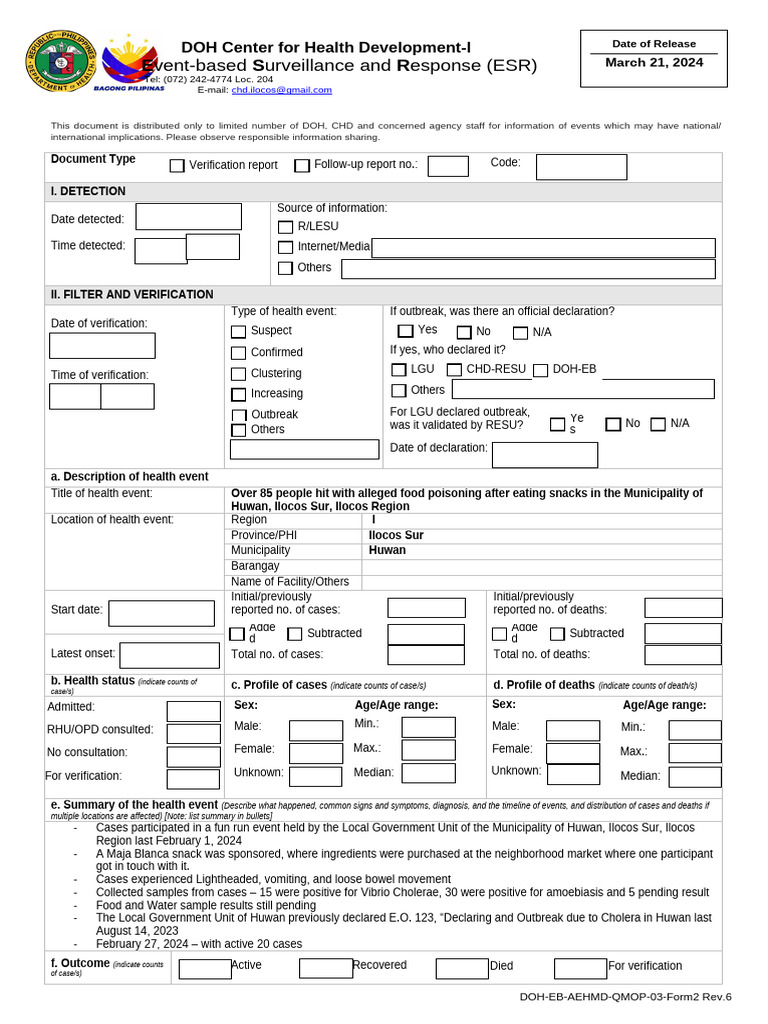 ESR Verification Form - MAJA BLANCA GROUP2 | PDF | Public Health ...