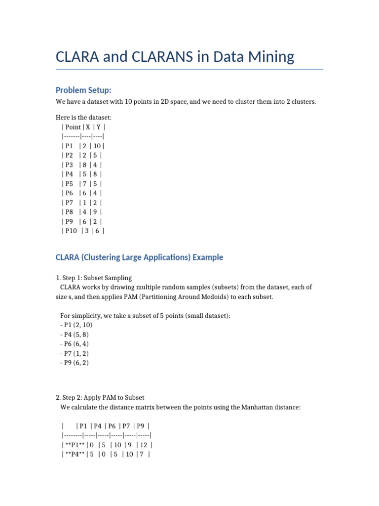 CLARA CLARANS Example | PDF | Cluster Analysis | Artificial Intelligence