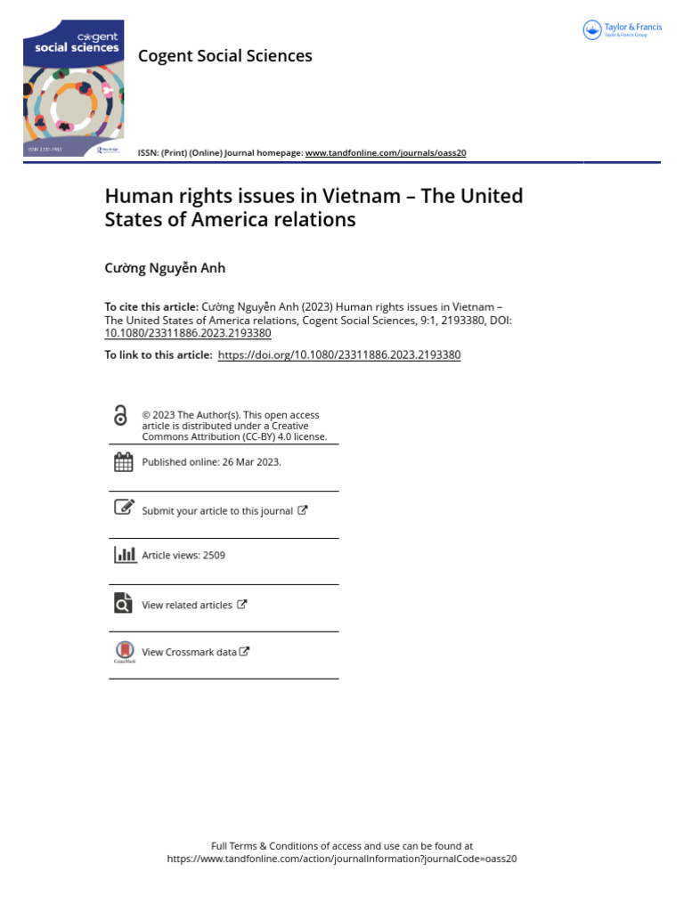 Human Rights Issues in Vietnam The United States of America Relations ...