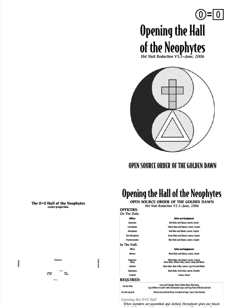 Opening the Neophyte Hall Ritual Guide | PDF
