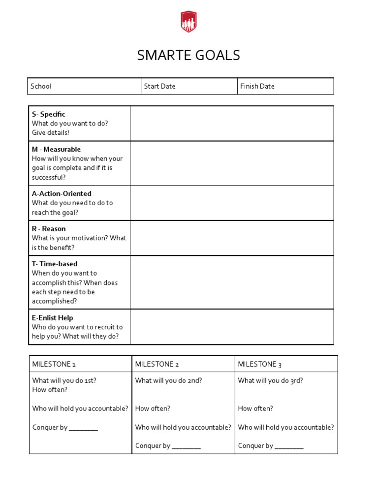 SMARTE Goals WKSHT 2024 | PDF | Career & Growth | Self-Improvement