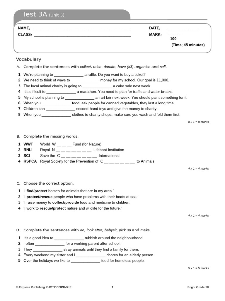 Grade 10 Volunteer Test | PDF