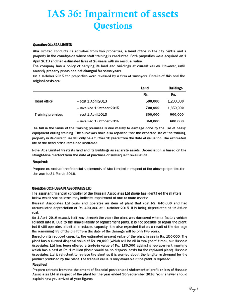 IAS 36 Questions | PDF | Depreciation | Business Economics