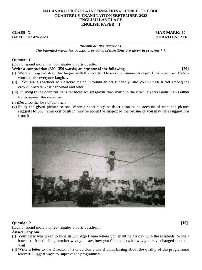 Class X - Quarterly Exam QP - Sept 2023 | PDF