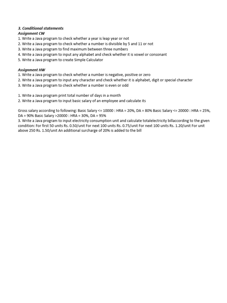 Conditional Assignments | PDF | Finance & Money Management | Computers