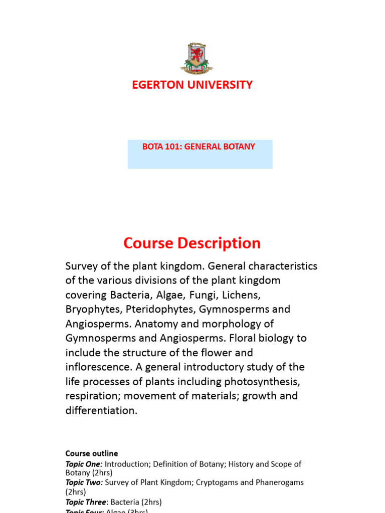 BOTA 101: General Botany Overview | PDF | Cell (Biology) | Cyanobacteria