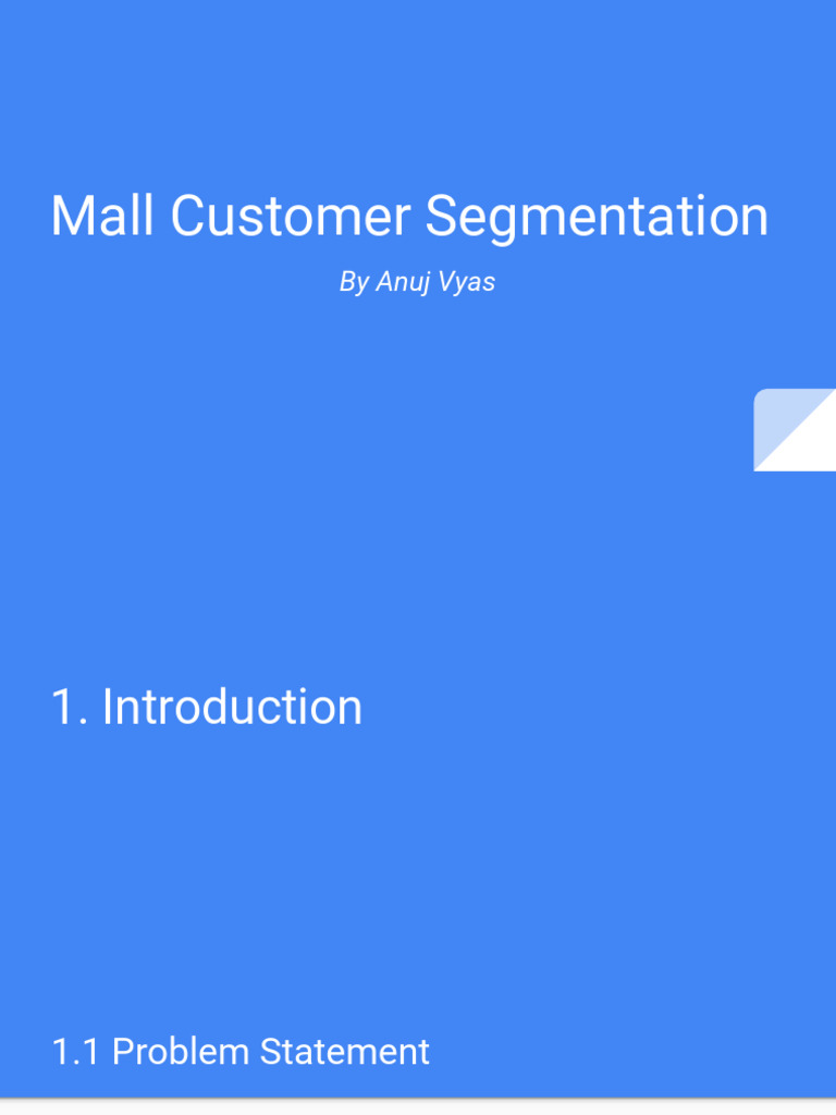 Mall Customer Segmentation | PDF | Cluster Analysis | Market Segmentation