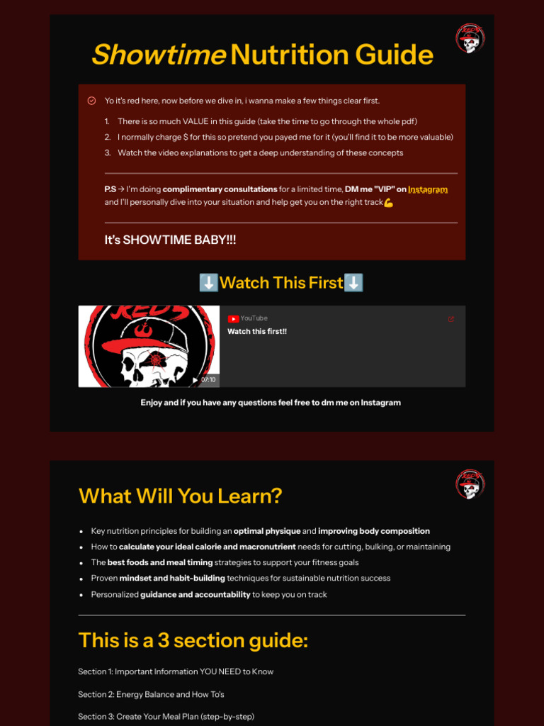Showtime Nutrition Guide | PDF | Food Energy | Fat
