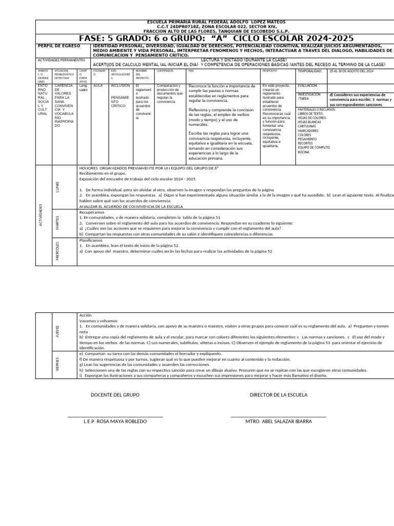 Plan de Clase 26 Al 30 de Agosto | PDF