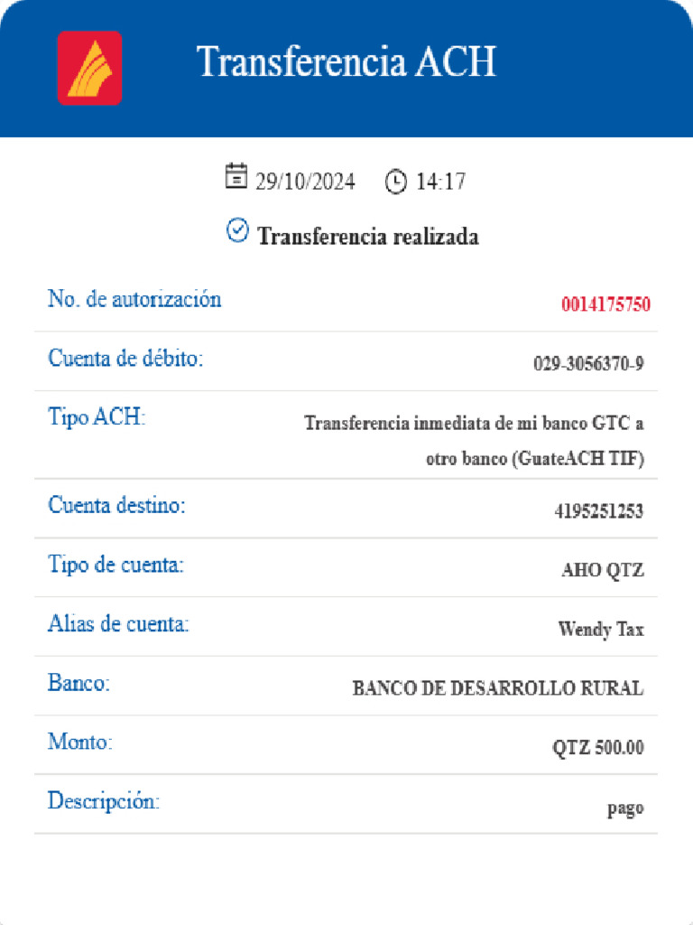 29 - 10 - 2024 14 - 17 - 14-Transferencia ACH | PDF