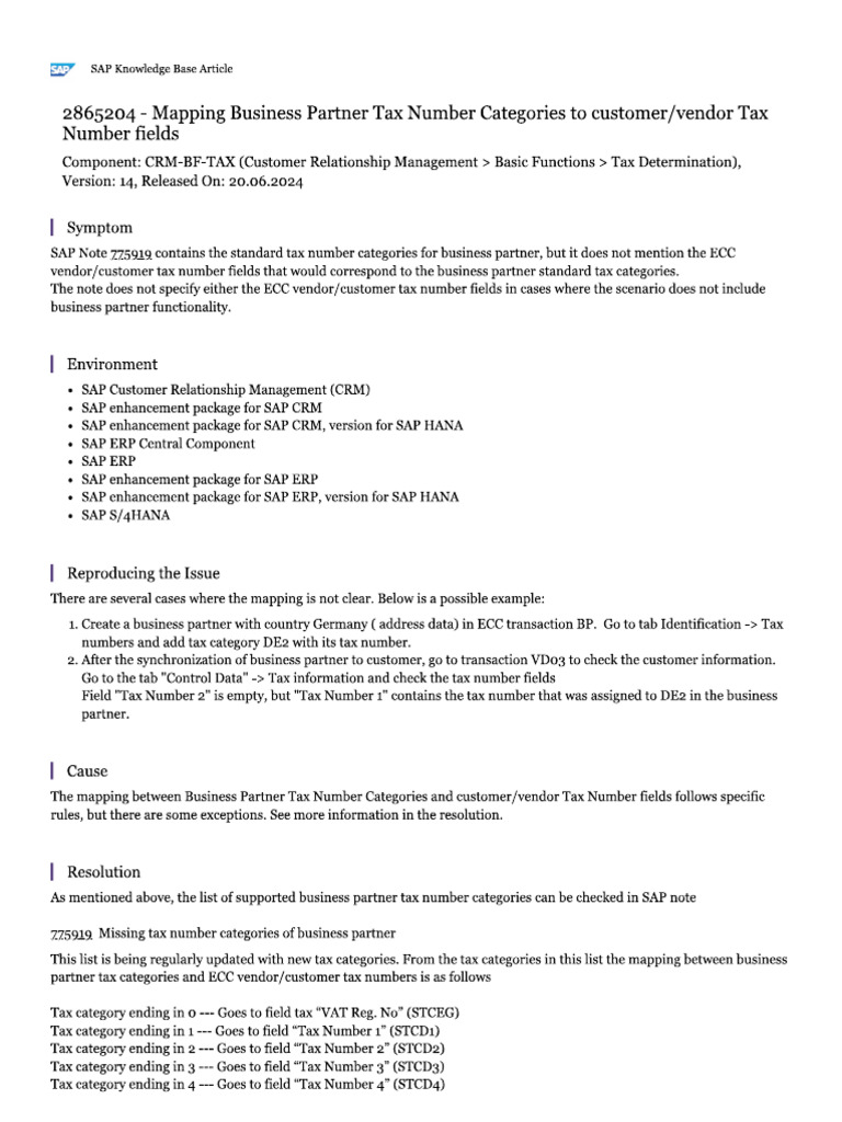 SAP Note 2865204 | PDF