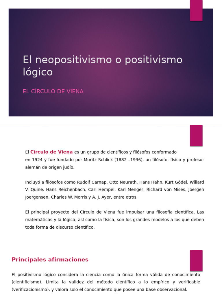 PP El Neopositivismo o Positivismo Lógico | PDF | Epistemología de la ...