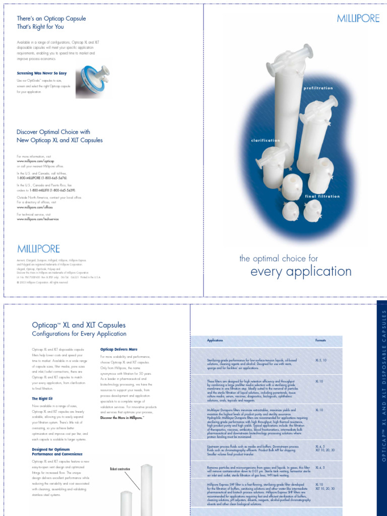Capsulas Opticap Descripción General | PDF | Filtration | Chromatography
