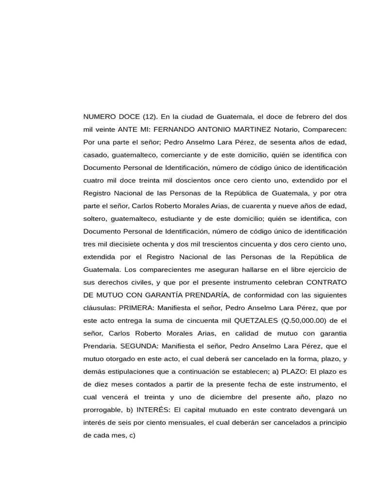 Contrato de Prenda | PDF | Pagos