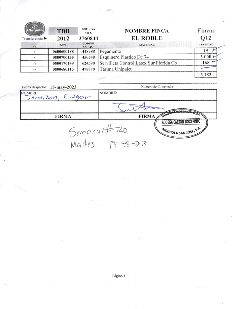 Transferencia de Miscelaneo Semana#20-2023 | PDF