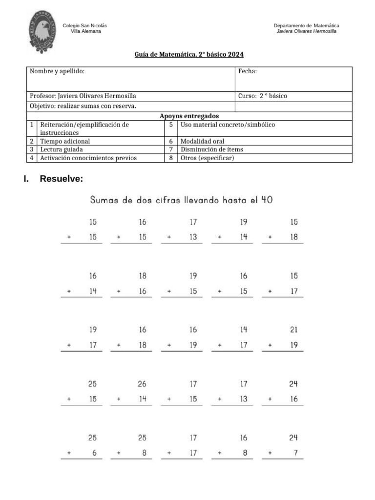 Guía Sumas Con Reserva 3 | PDF