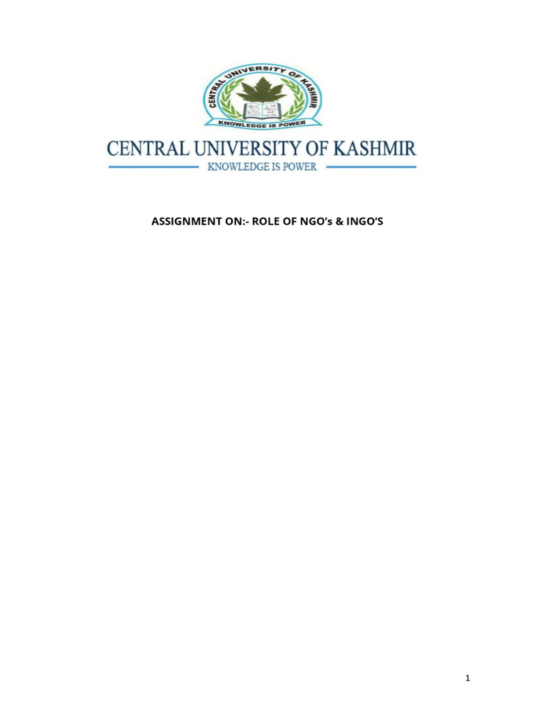 Role of Ngo & Ingo | PDF | Non Governmental Organization | Political ...