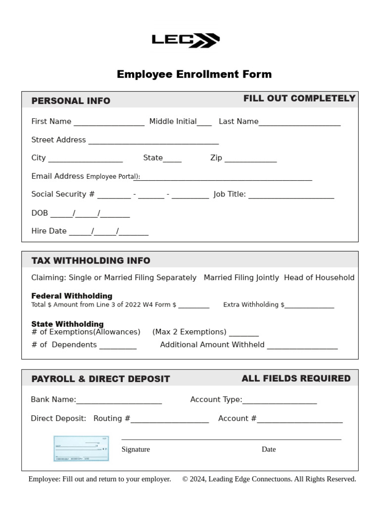 LEC Employee Enrollment Form | PDF LEC Employee Enrollment Form | PDF
