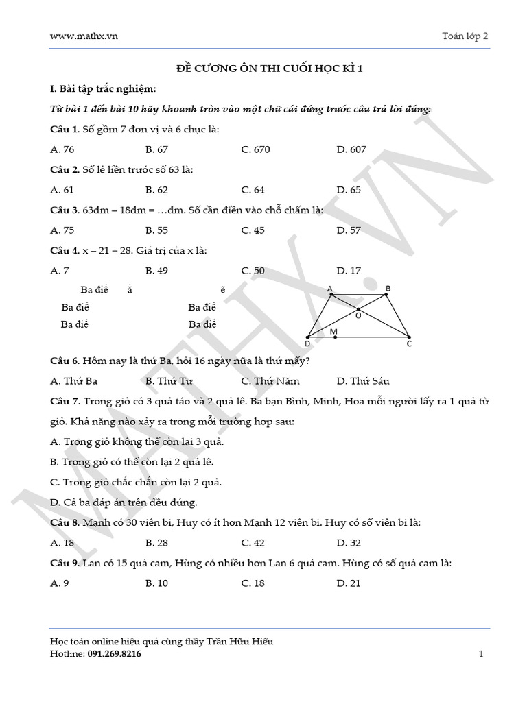 ĐỀ CƯƠNG ÔN THI CUỐI KÌ 1 LỚP 2 - CTST | PDF