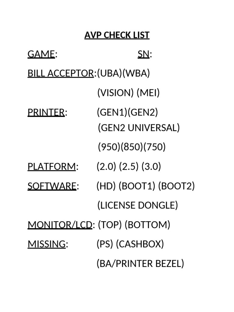 Avp Check List | PDF