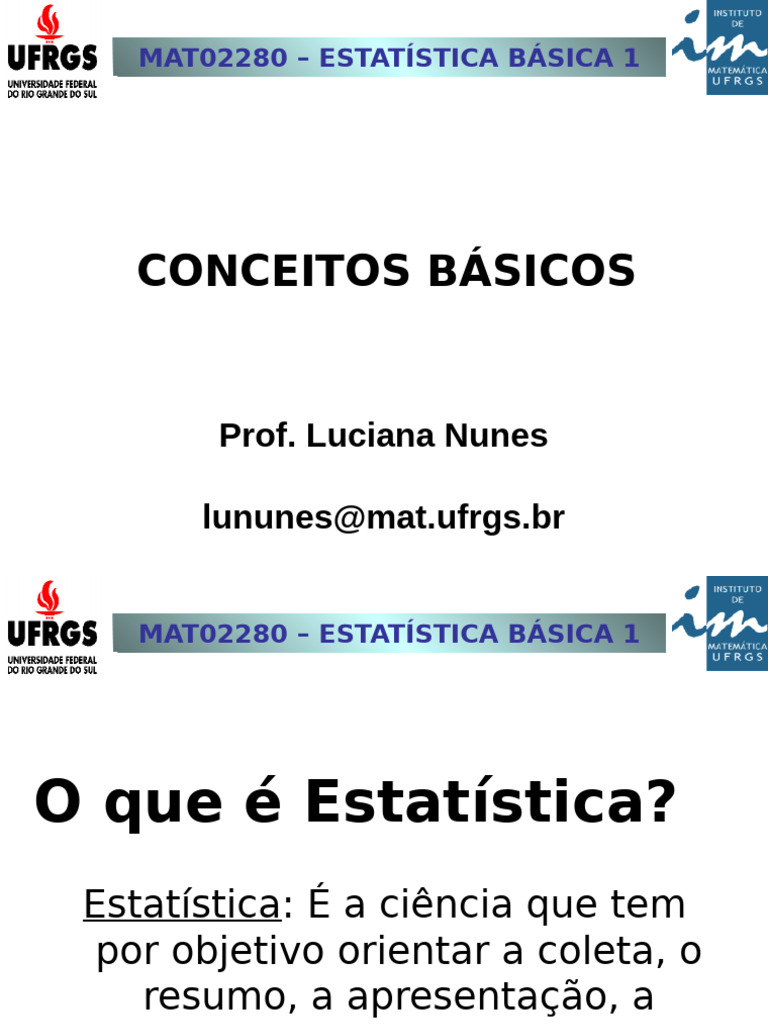 MAT02280 - Conceitos Basicos | PDF | Amostragem (Estatística) | Estatísticas